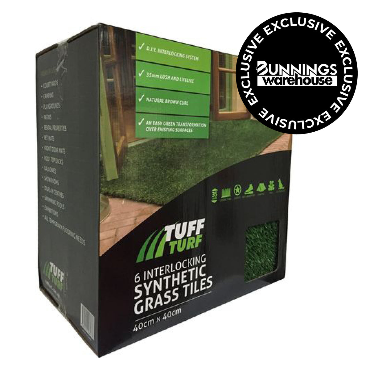 Synthetic Turf Interlocking Tiles 40mm x 40mm – Tuff Group